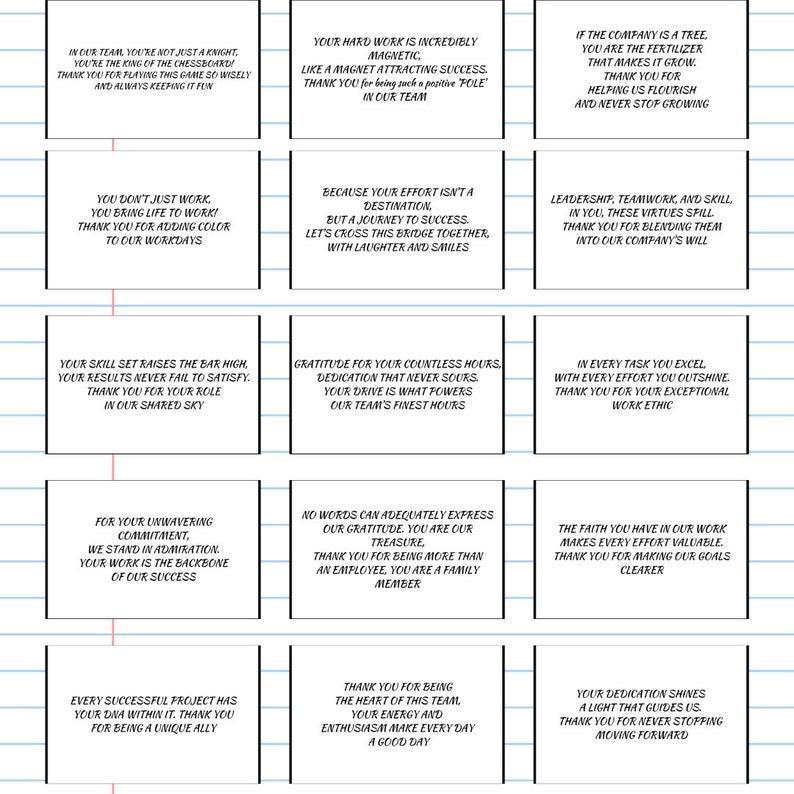 Employee Appreciation Cards: Printable Thank You Notes (digital ...