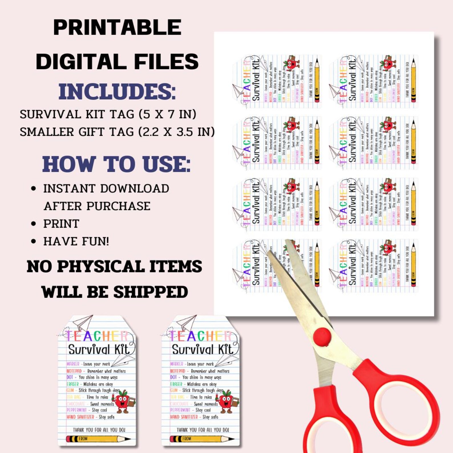 EDITABLE Teacher Survival Kit, First Day of School Gift Tag, Back to ...