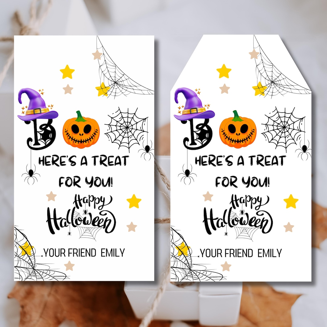Printable Halloween Favor Tag Template, Boo Gift Tags, Trick or Treat ...