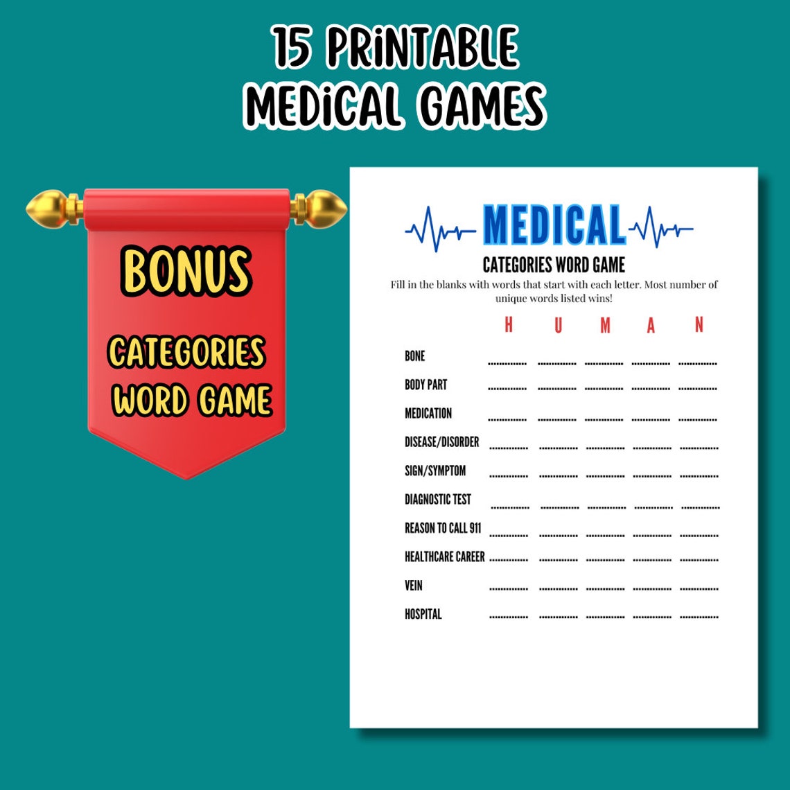 Medical Game Bundle, Printable Nursing Games, Doctor Games, Radiology ...