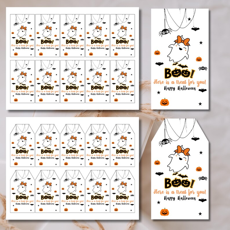 Editable Halloween Favor Tags Boo Gift Tag Costume Party Trick or Treat ...