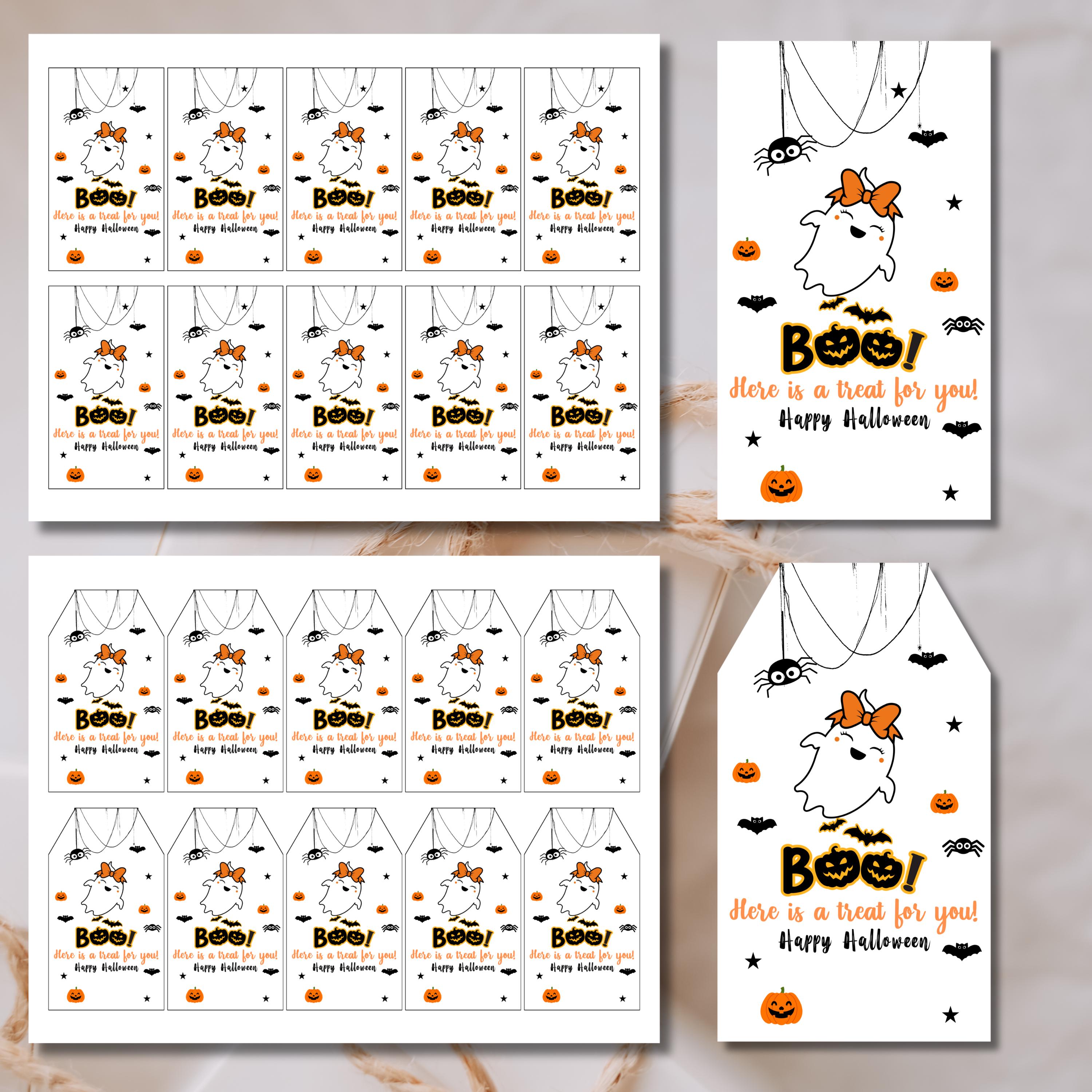 Editable Halloween Favor Tags Boo Gift Tag Costume Party Trick or Treat ...