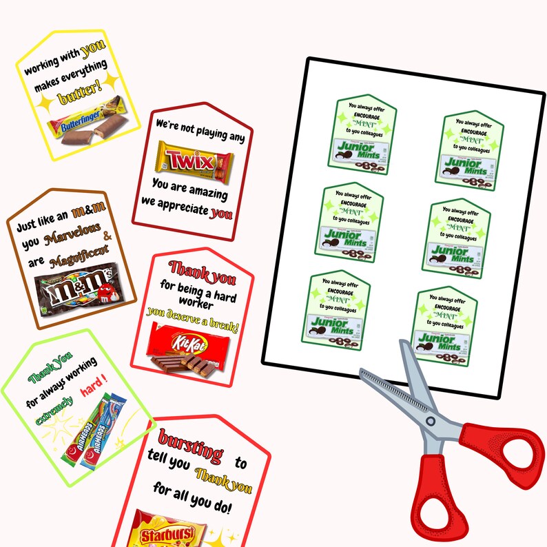 Employee Candy Bar Gift Tags Thank You Notes for Employee Appreciation ...