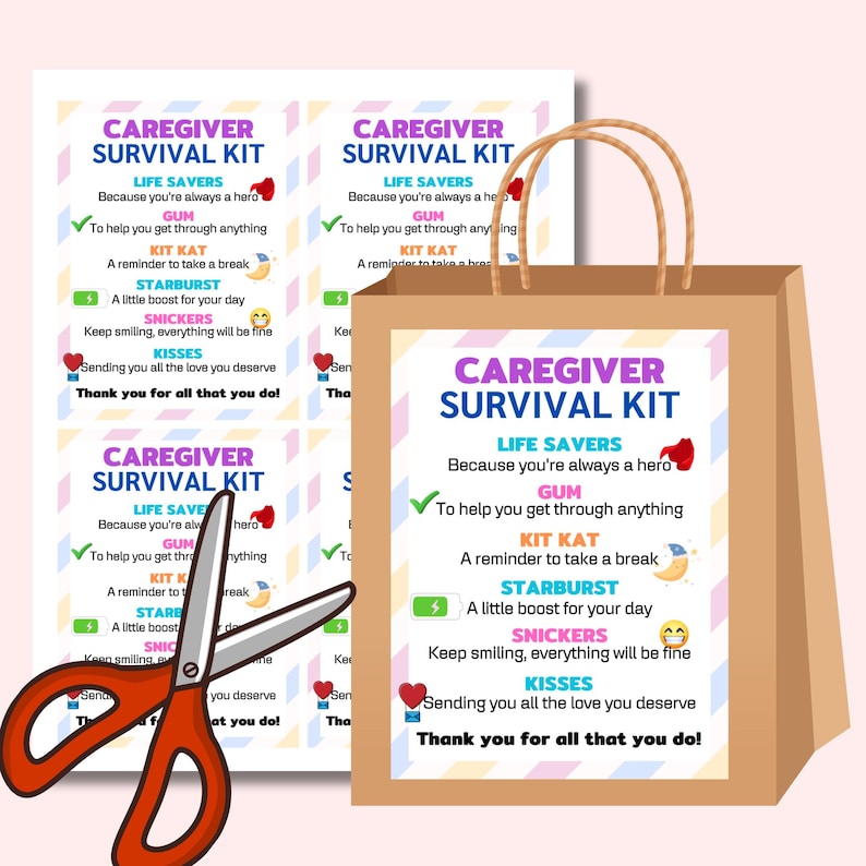 Caregiver Survival Kit Tag: Printable Appreciation Gift (digital ...