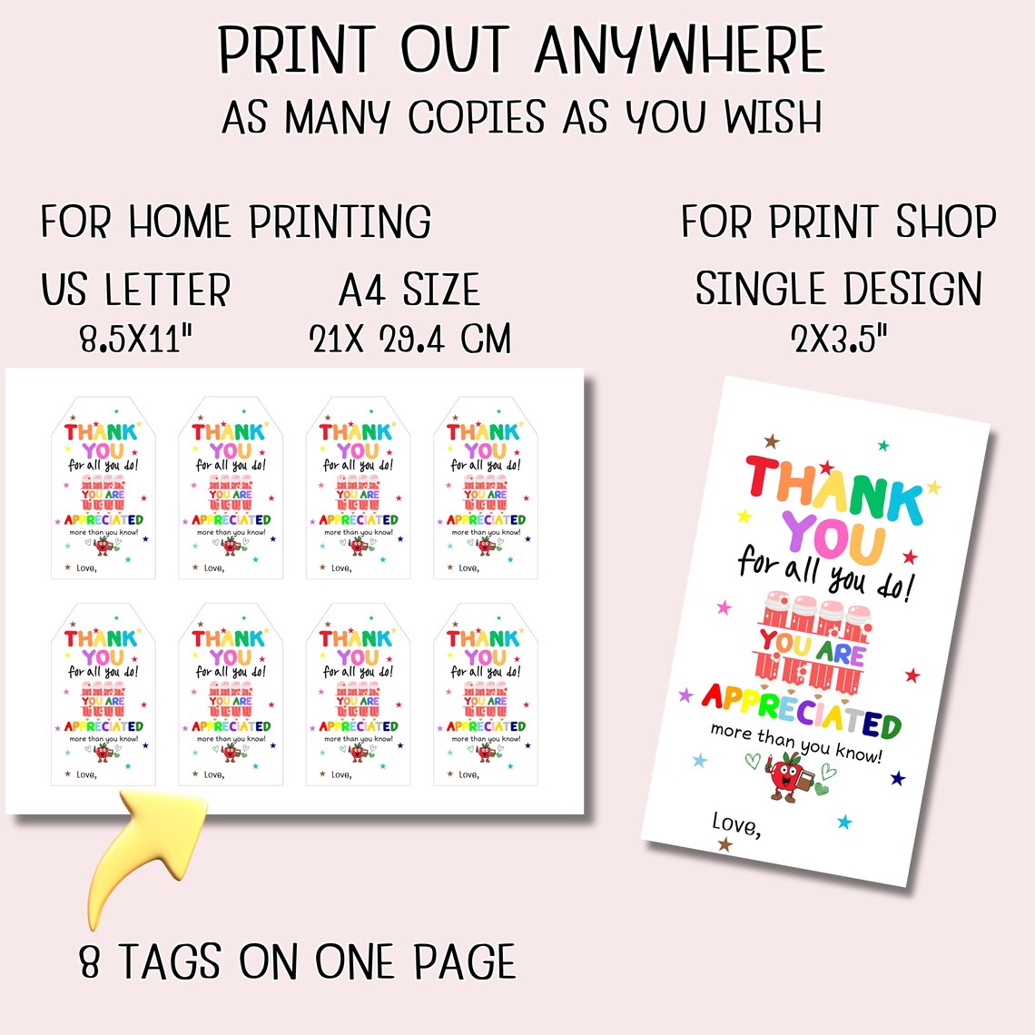 Editable Teacher Appreciation Gift Tags: Printable Favor Labels ...