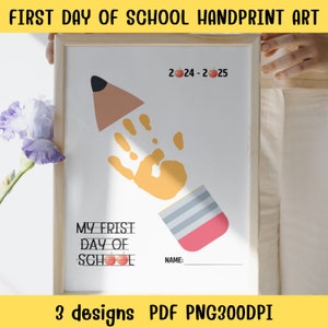 First Day of School Handprint Craft Back to School Printable Memory ...
