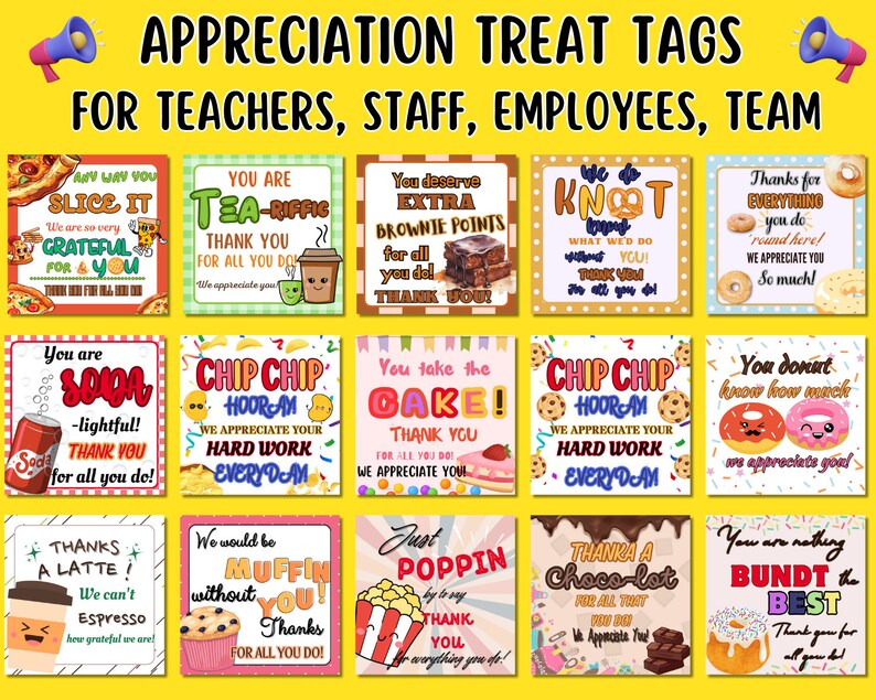 Appreciation Tags Bundle, Thank You Tags, Employee Appreciation Staff ...