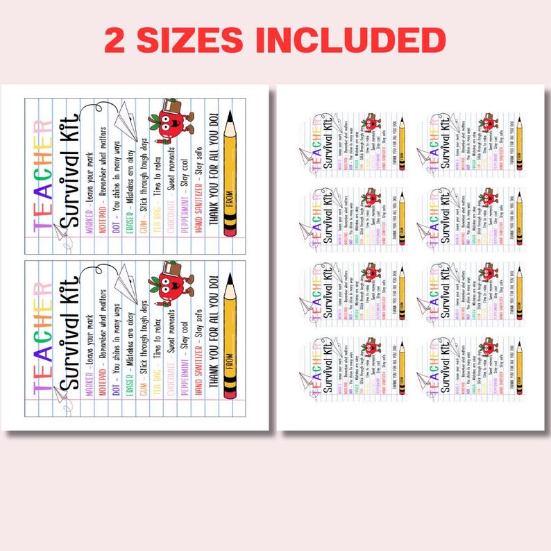 Editable Teacher Survival Kit Gift Tags (PDF) - Etsy