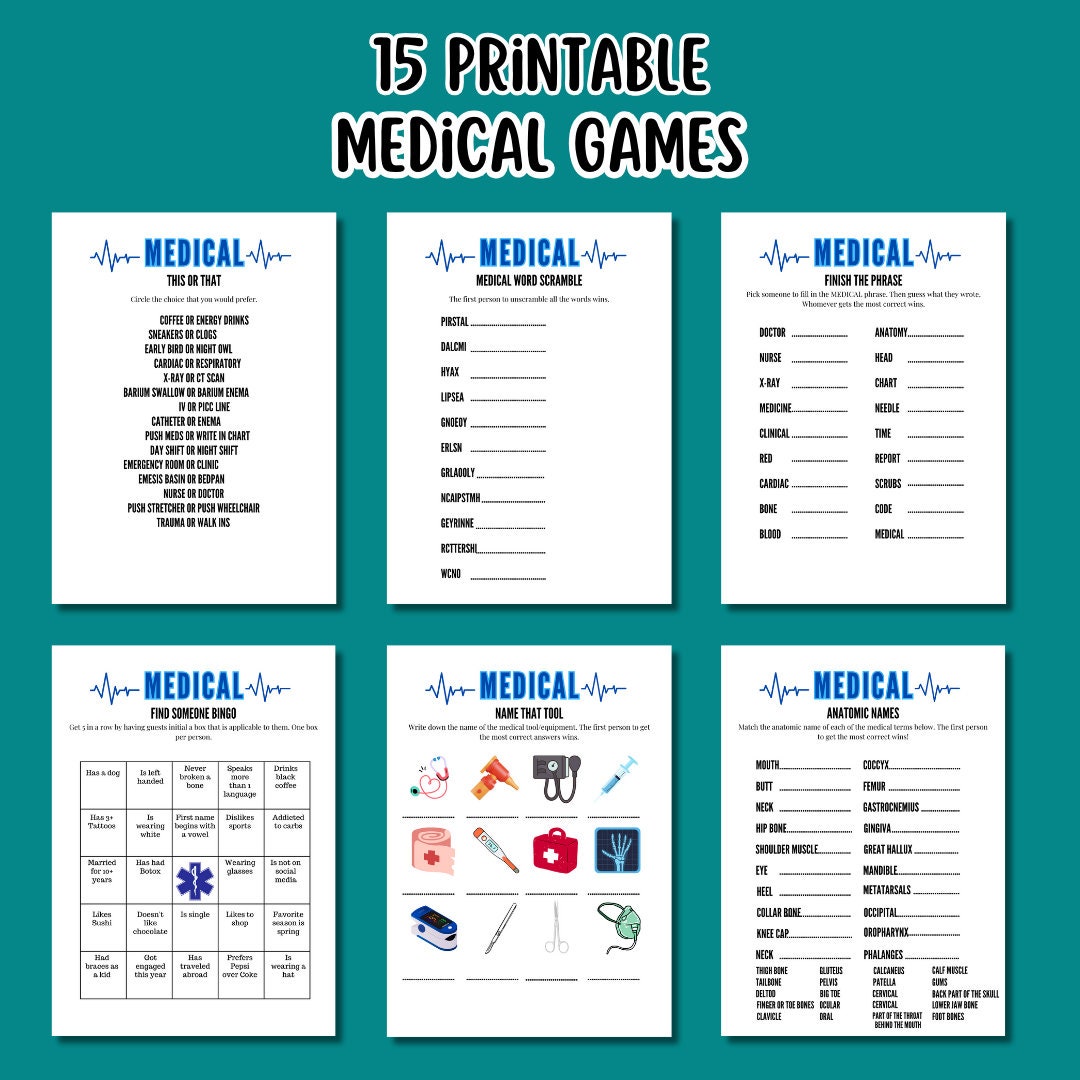 Medical Games Bundle: Nursing, Doctor, Radiology (printable PDF) - Etsy