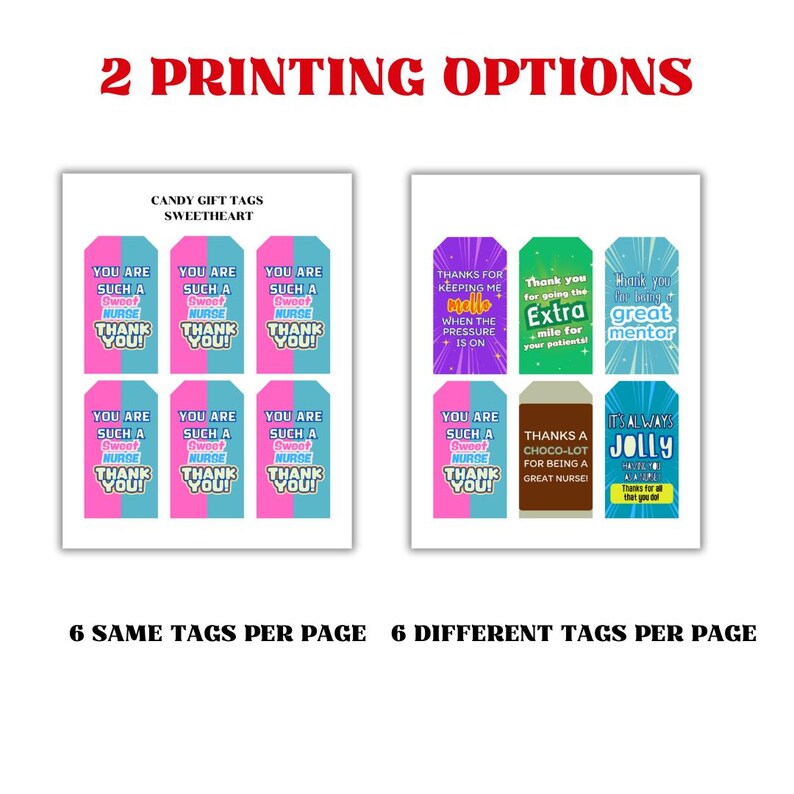 Nurse Appreciation Candy Bar Gift Tags, Thank You Nurse Gift Tag, Candy ...
