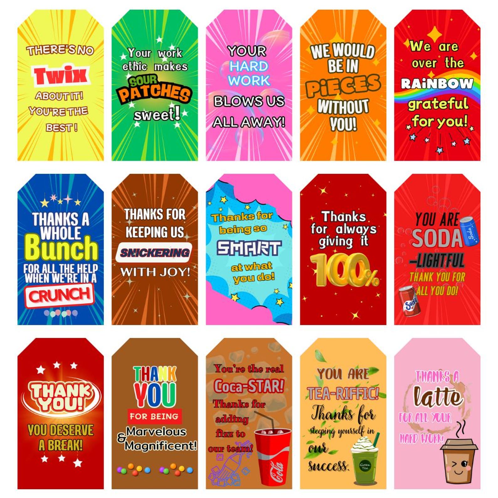 35 Employee Appreciation Sweet Treat Gift Tags (digital Download) - Etsy