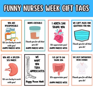 Nurses Week Printable Gift Tag Bundle, Nurses Week Gifts, Nurse ...