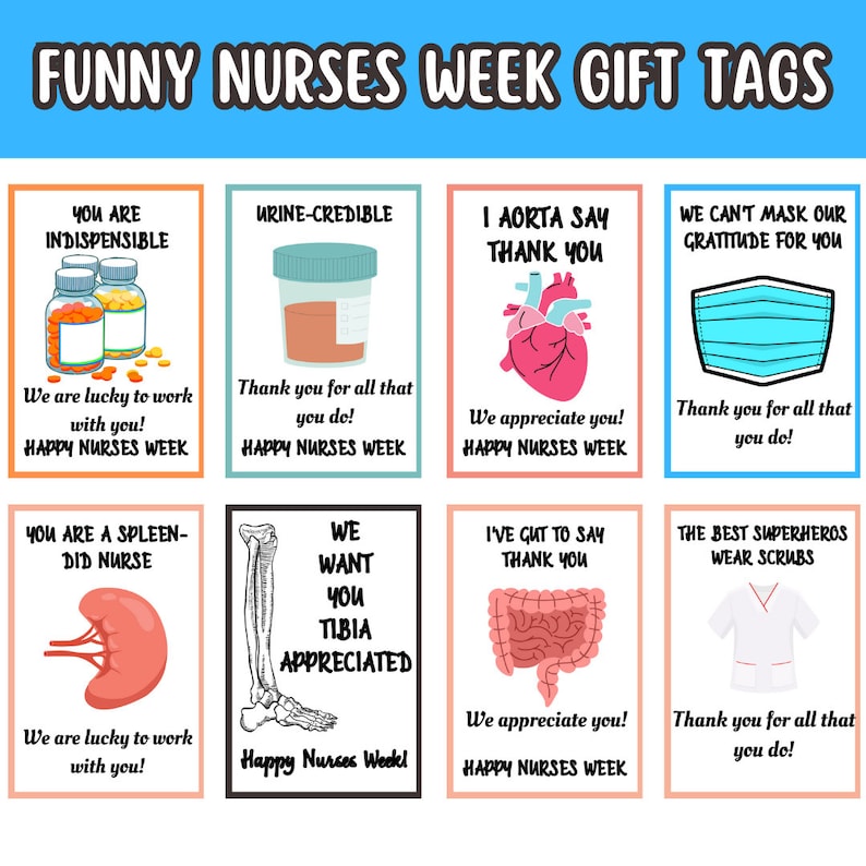 Nurses Week Printable Gift Tag Bundle, Nurses Week Gifts, Nurse ...