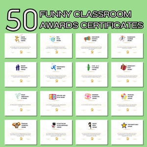 Funny Classroom Awards Certificates Editable in Canva, End of School ...