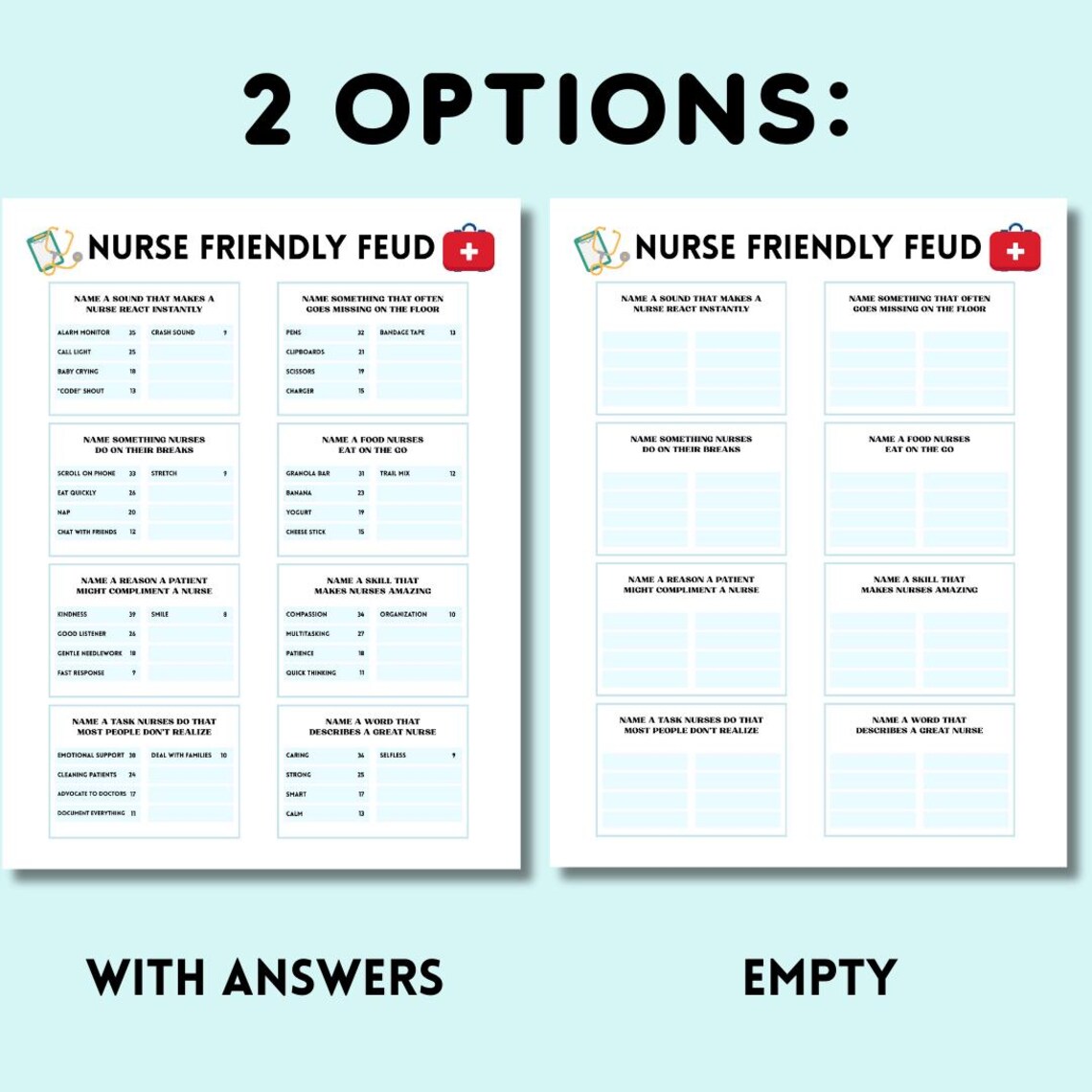 Nurse Feud Game: Fun Hospital Staff Trivia (printable Digital Files) - Etsy