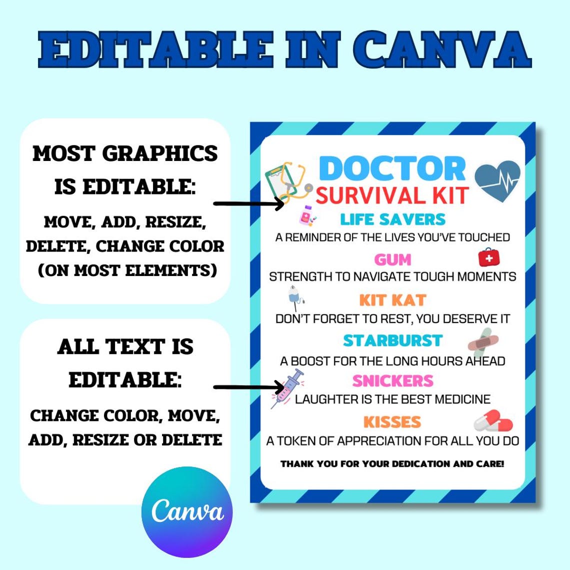 Doctor Survival Kit Gift Tag: Appreciation Gift (digital Download) - Etsy