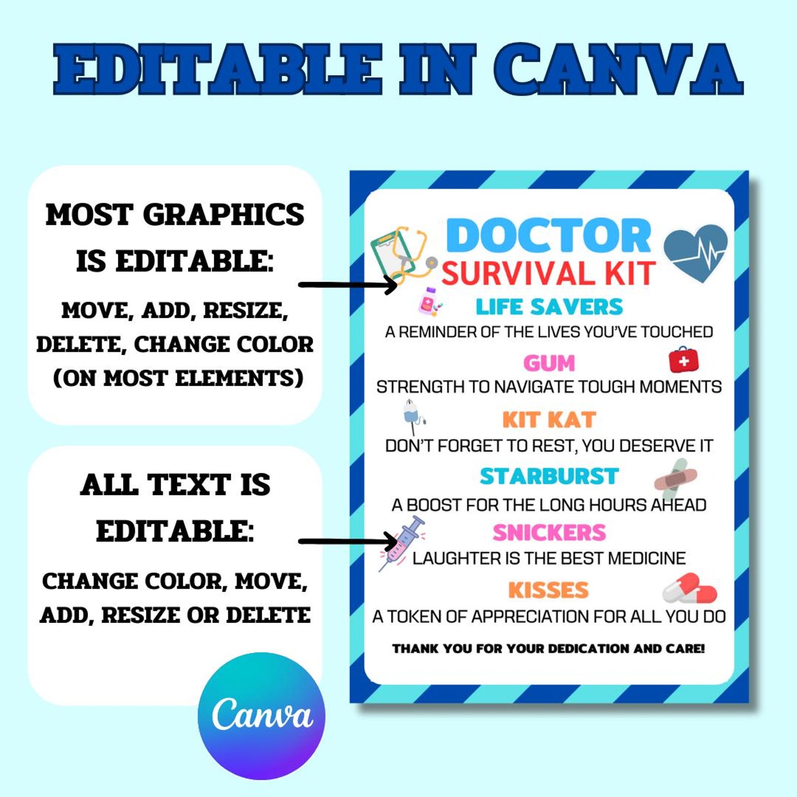 Doctor Survival Kit Gift Tag: Appreciation Gift (digital Download) - Etsy