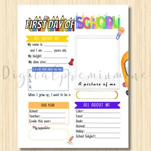 First Day of School Interview, Back to School Printable, Worksheet ...