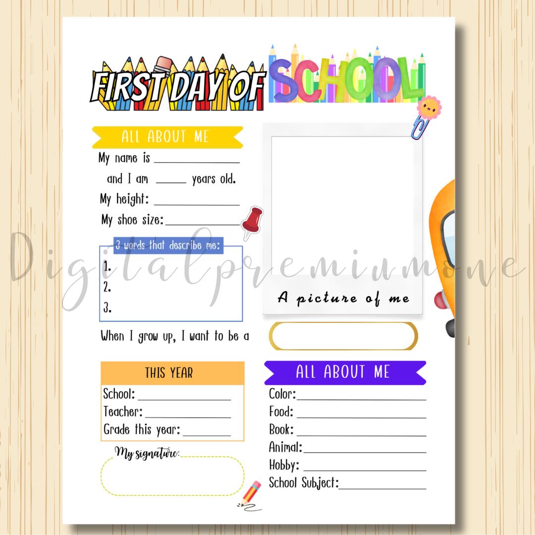 First Day of School Interview, Back to School Printable, Worksheet ...