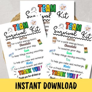 Team Survival Kit Gift Tags Printable | Employee Welcome Gifts ...