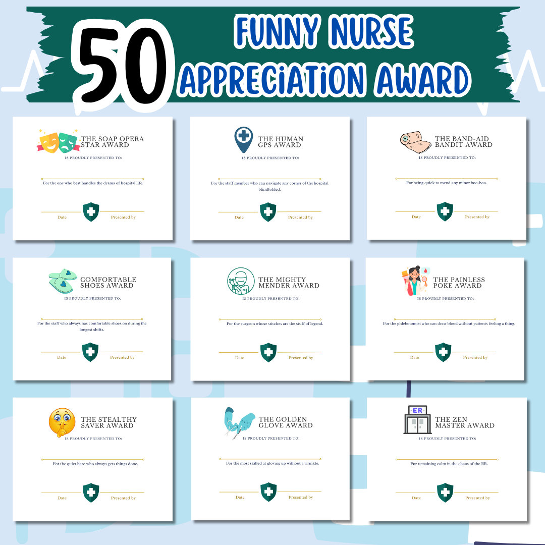 Funny Nurse Coworker Awards, Funny Nurse Award Printable Bundle, Funny ...