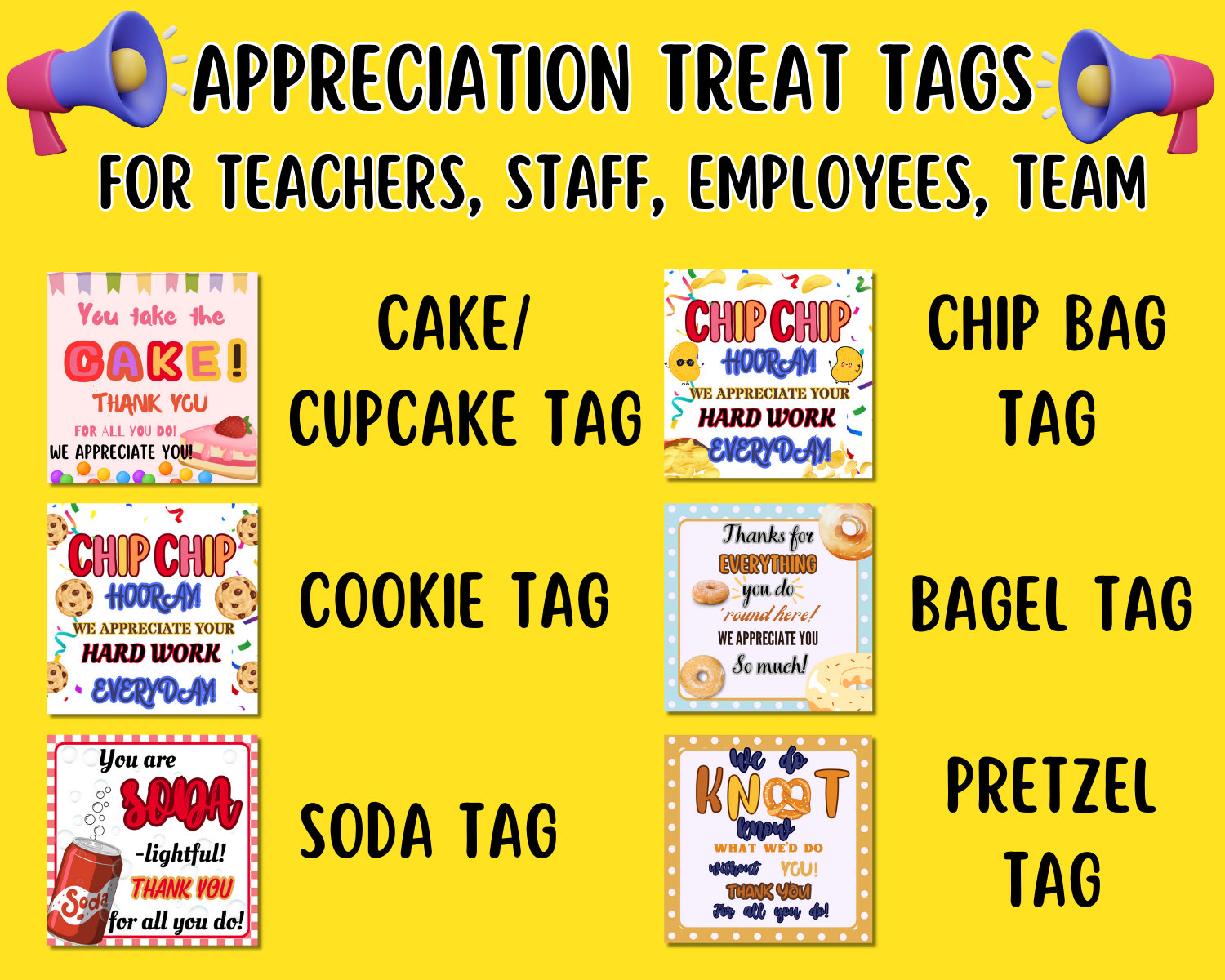 Appreciation Tags Bundle, Thank You Tags, Employee Appreciation Staff ...