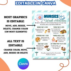 Editable Nurse Appreciation Week Flyer & Planner (canva Template) - Etsy