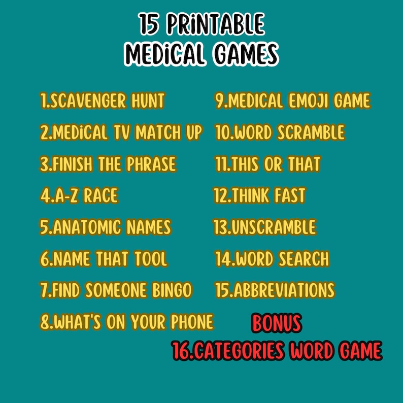 Medical Games Bundle: Nursing, Doctor, Radiology (printable PDF) - Etsy