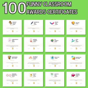 Funny Classroom Awards Certificates Editable in Canva, End of School ...