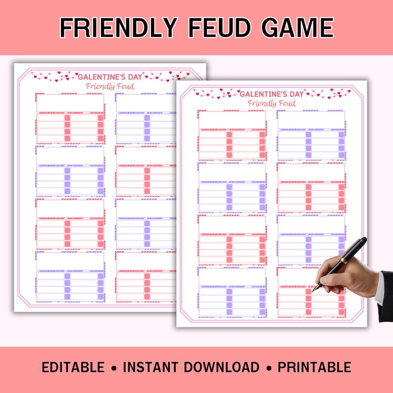 Valentine's Day Friendly Feud Game, Galentine's Party, Canva Editable ...