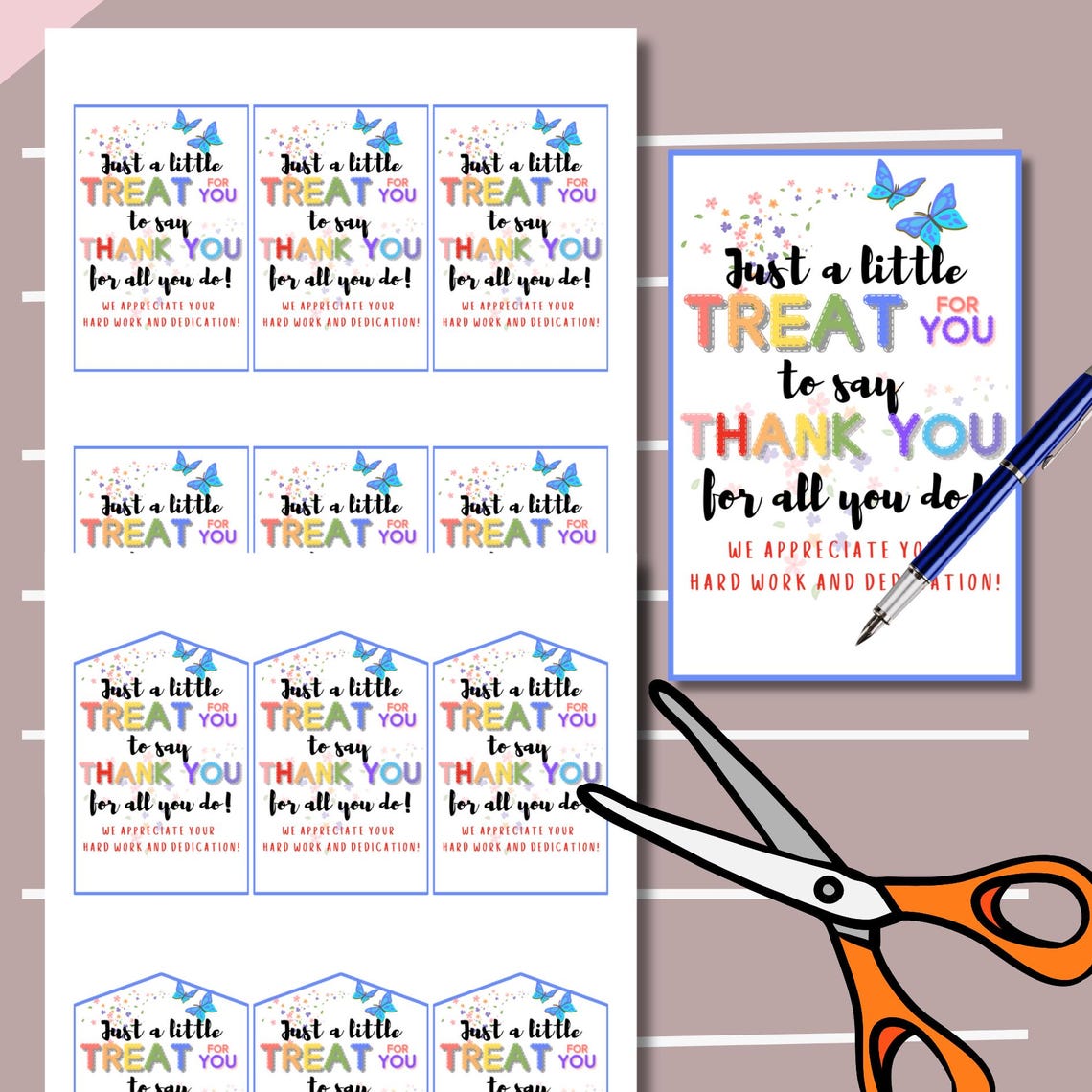 Company Gift Tag , Treat for You to Say Thank You for All You Do Tag We ...