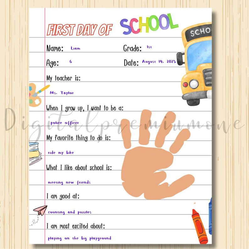 First Day of School Interview, Back to School Printable, Worksheet ...
