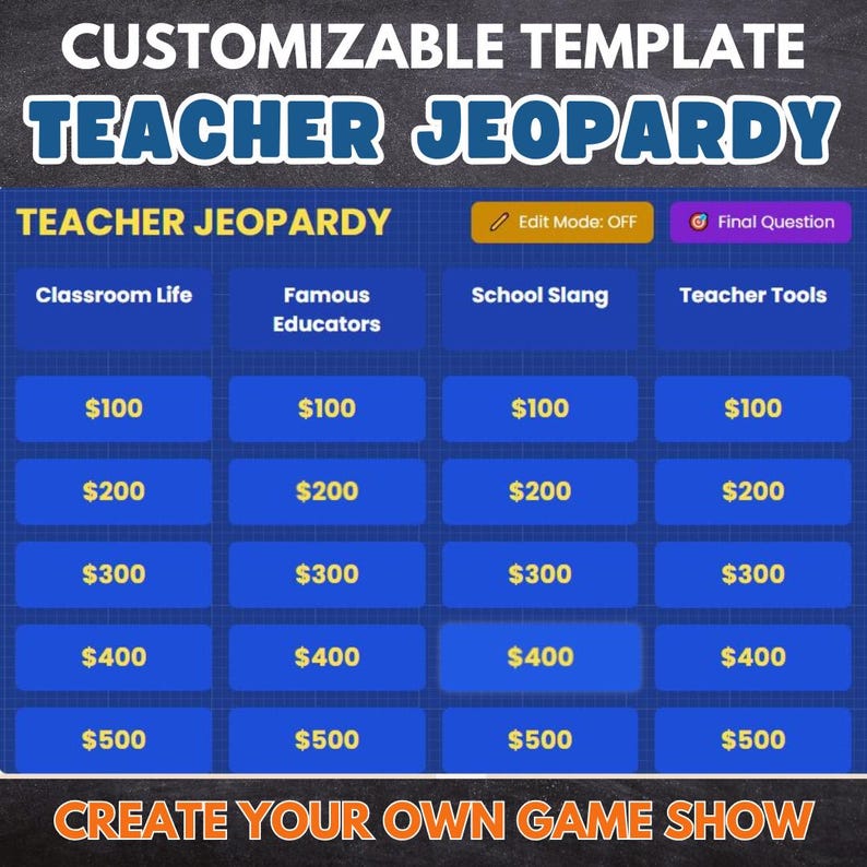 Teacher Jeopardy Game: Fun Classroom Trivia (printable PDF) - Etsy