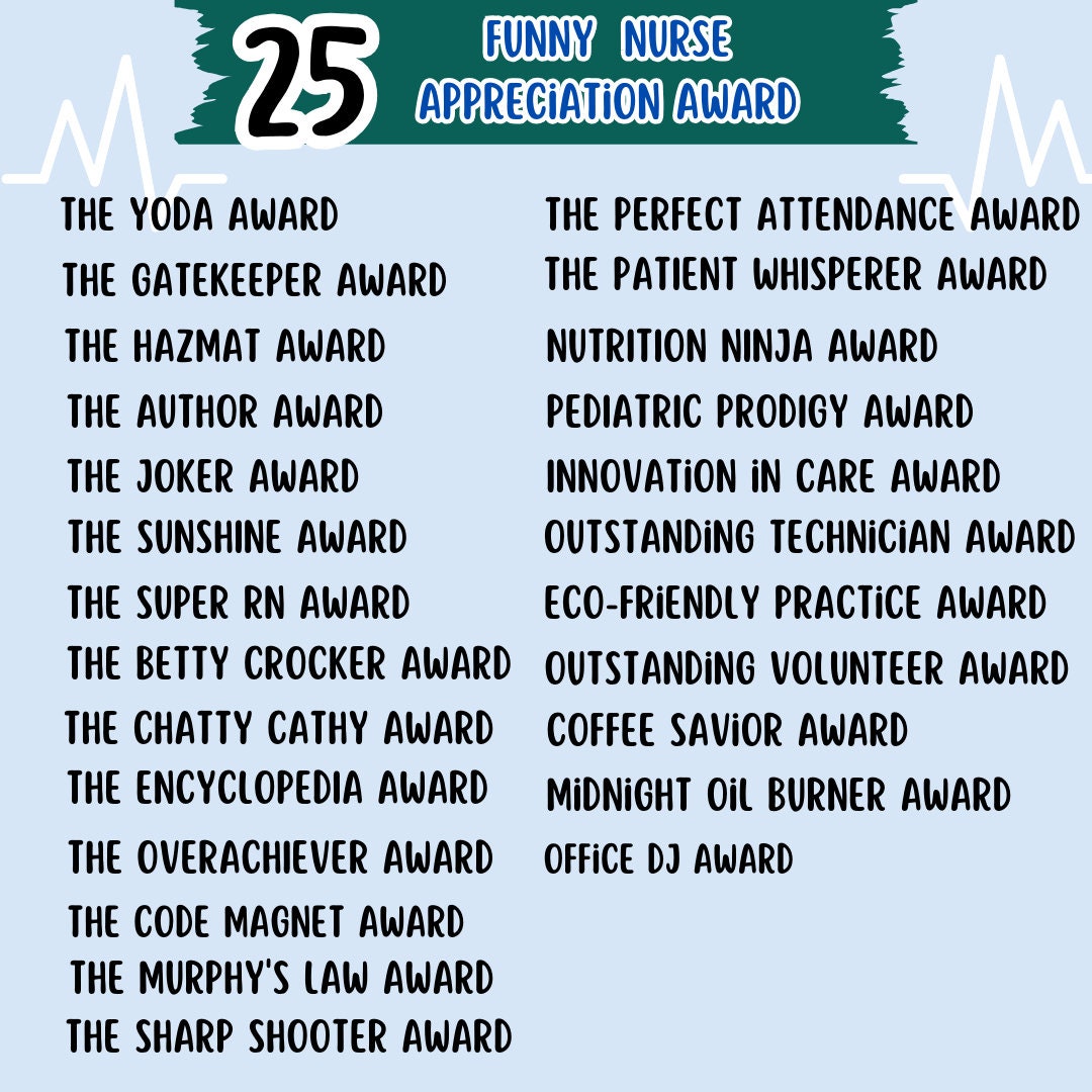 Funny Nurse Coworker Awards| Funny Nurse Award Printable Bundle|funny ...