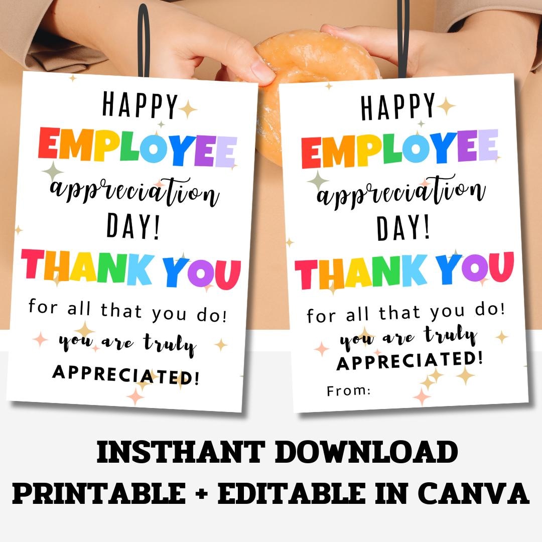 Employee Appreciation Day Thank You Tag Printable, Employee Recognition ...