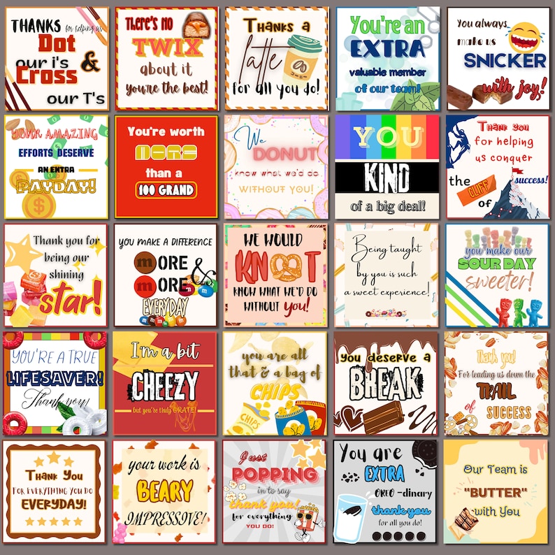 Snack & Candy Appreciation Tags: Teacher, Employee, Nurse (printable ...