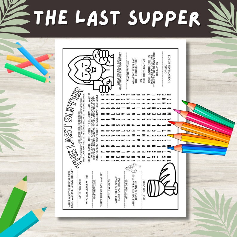 The Last Supper Holy Communion Colour in Story Wheel With Colouring ...