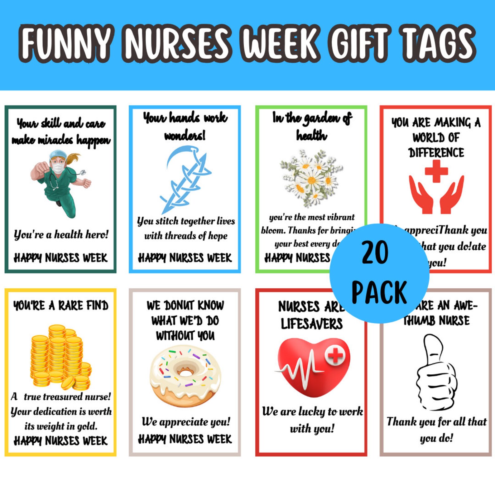 Nurses Week Printable Gift Tag Bundle, Nurses Week Gifts, Nurse ...