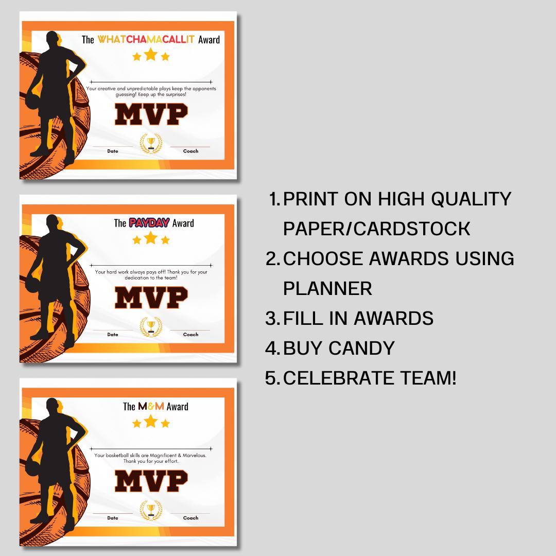 Basketball Candy Bar Awards: Team Recognition Certificates (digital ...