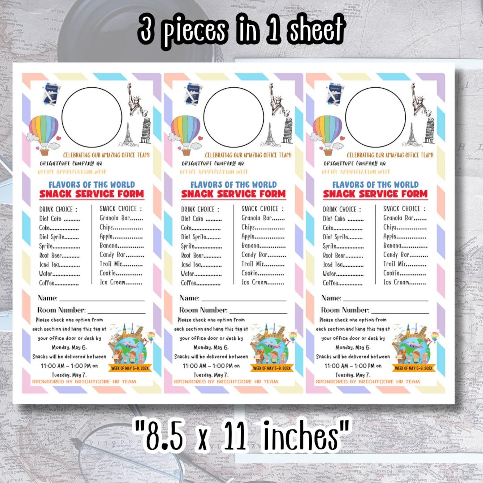 Office Appreciation Week: Around the World Flyer & Door Hanger (canva ...