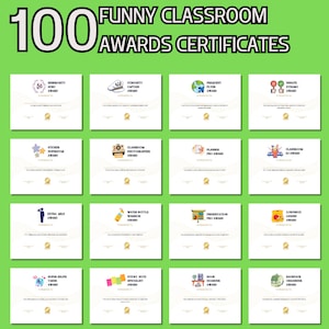 Funny Classroom Awards Certificates Editable in Canva, End of School ...