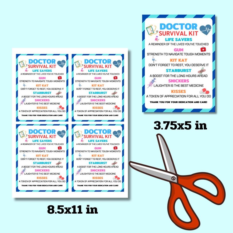 Doctor Survival Kit Gift Tag: Appreciation Gift (digital Download) - Etsy