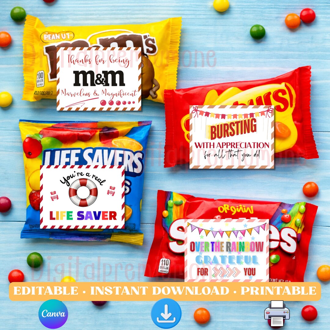 Thank You Candy Grams Appreciation Printable | Editable Canva Candy ...