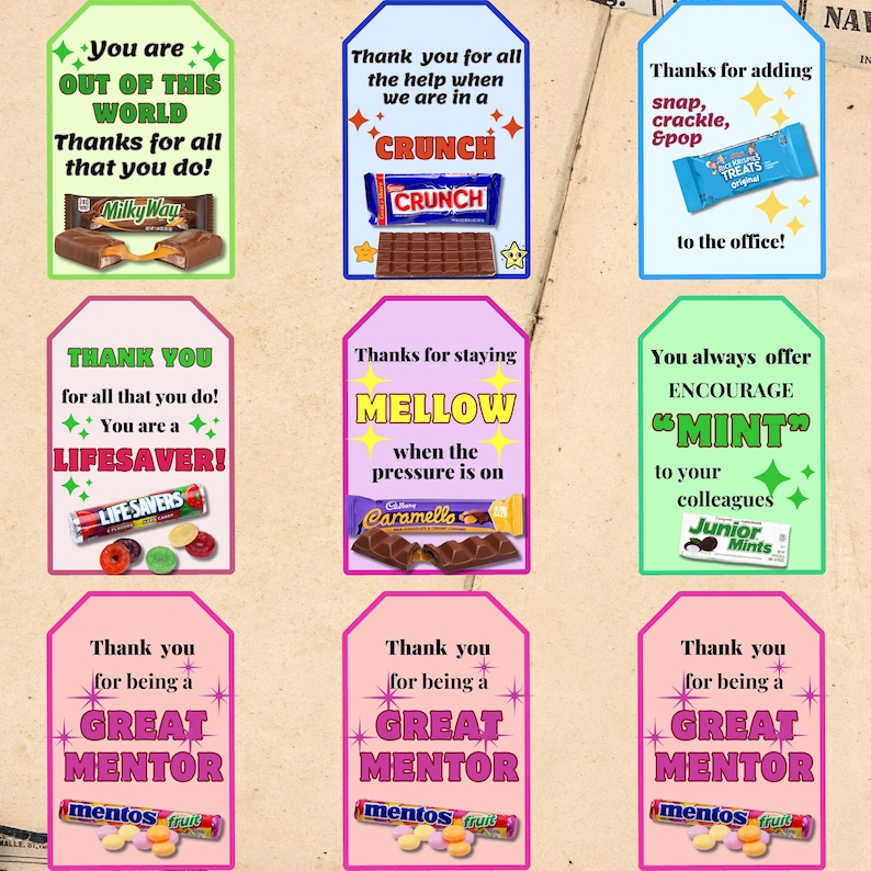 Employee Appreciation Candy Bar Gift Tags (digital Download) - Etsy