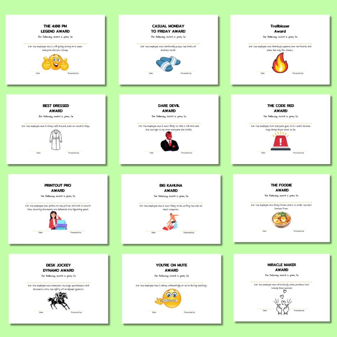 Funny Employee Appreciation Awards: 50 Printable Certificates (editable ...