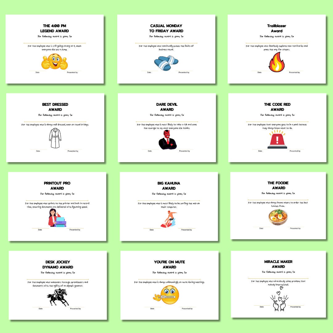 Funny Employee Appreciation Awards: 50 Printable Certificates (editable ...