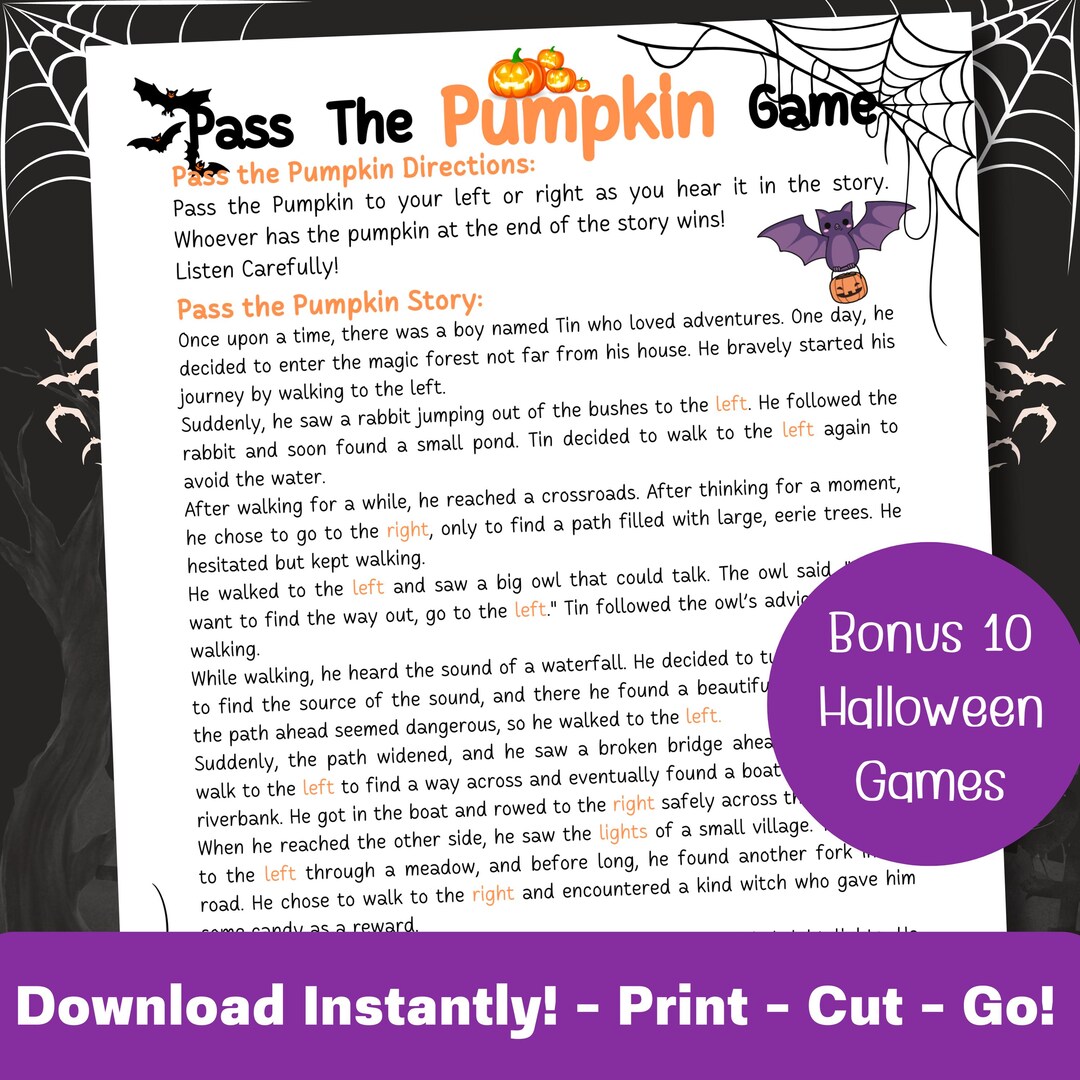 Pass the Pumpkin Game: Halloween Party Printable (PDF) - Etsy