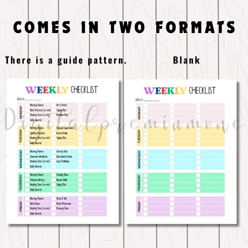 Editable Kids Checklist Set: Daily & Weekly Planner (canva Template ...