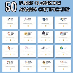 Funny Classroom Awards: 50+ Editable Certificates (canva) - Etsy