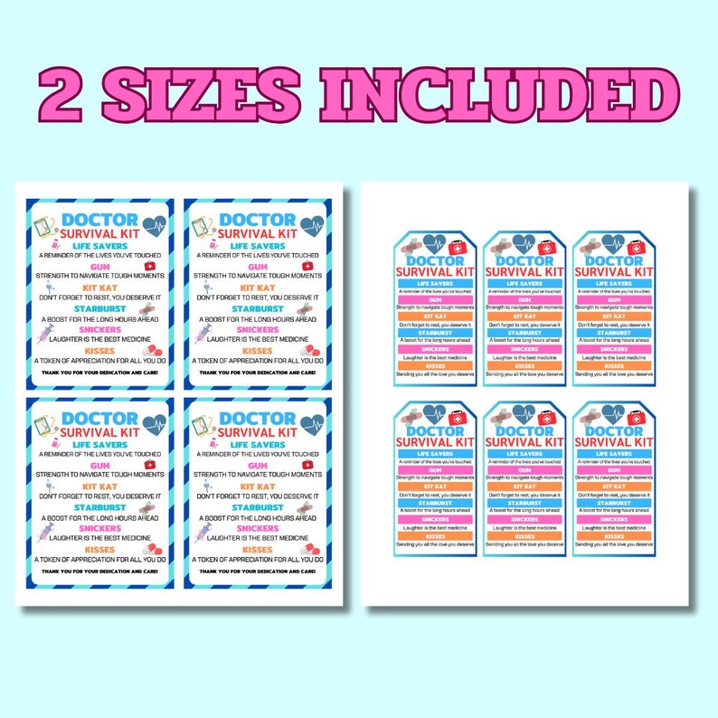 Doctor Survival Kit Gift Tag: Appreciation Gift (digital Download) - Etsy